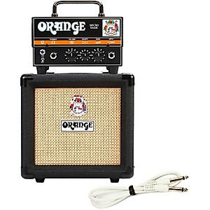 Orange Micro Dark Terror Hybrid Amp Head Mini Stack Combo w/ Cabinet and Speaker Cable, Black
