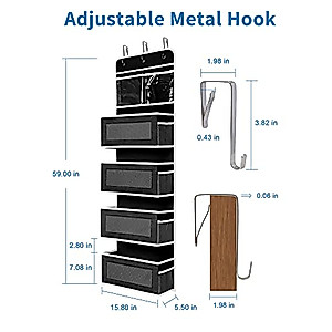 JARLINK 2 Pack 5-Shelf Over Door Hanging Organizer, Foldable Wall Mount 4 Big Pocket Storage with PVC Clear Window, Large Capacity Storage for Bedroom, Kitchen, Cosmetics, Toys, Sundries, etc (Black)