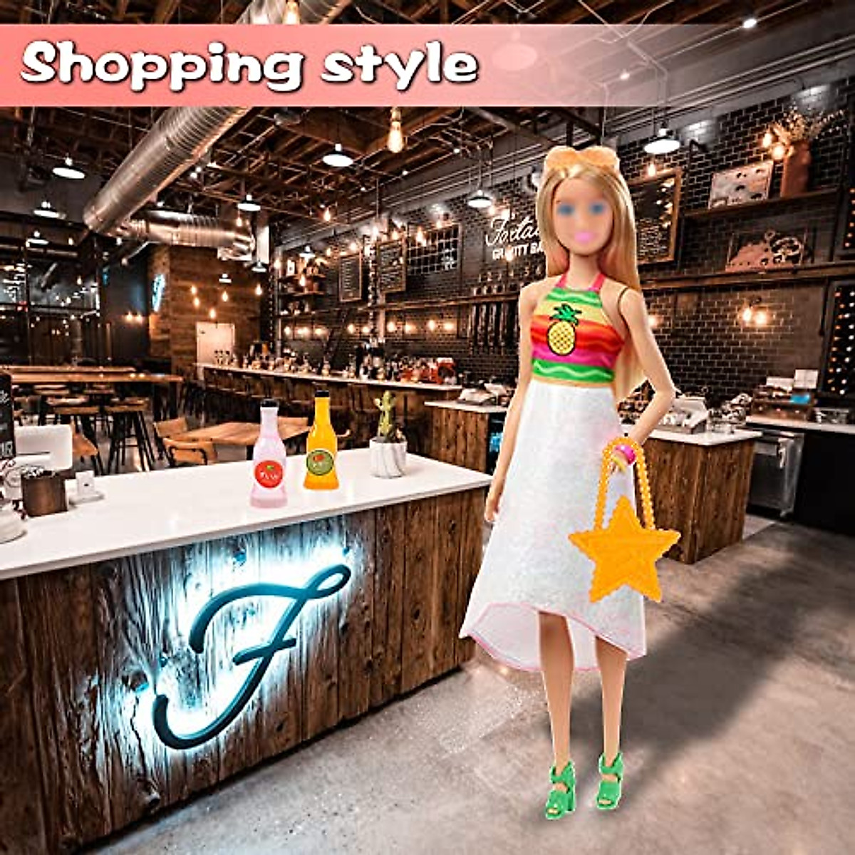 ebuddy Doll Clothes and Accessories 3 Sets Doll Clothes with Volleyball Surfboard Cup Holder and Accessories for 11.5 Inch Girl Doll(No Doll)