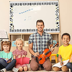 AnyDesign 69 FT Musical Notes Bulletin Board Borders Black White Gold Musical Keyboard Trimmer Self-Adhesive Music Border Trim Stickers for School Classroom Music Room Wall Decor Home Decoration