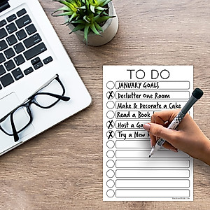 Dry Erase to Do List Vinyl Whiteboard Sticker Decal by Glassboard Studio | Removable & Reusable | Magnetic Fine-Tip Marker Included (6 x 9 inches, White)
