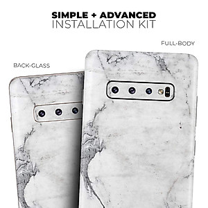 DesignSkinz White & Grey Marble Surface V1 Protective Vinyl Decal Wrap Skin Cover Compatible with The Samsung Galaxy S20 (Screen Trim & Back Glass Skin)