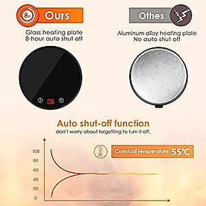 Coffee Mug Warmer, Coffee Warmer with 2 Temp Settings, Candle Warmer w/Auto Shut Off&1-12H Timer, Coffee Warmer for Desk Home Office, Coffee Cup Warmer for Coffee, Beverage, Milk, Tea, Hot Chocolate