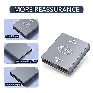 YACSEJAO USB C Splitter Dual USB C Charger Adapter USB Female to Female Double USB C Port Hub Charger Power Split Adapter Splitter（2 Pack）