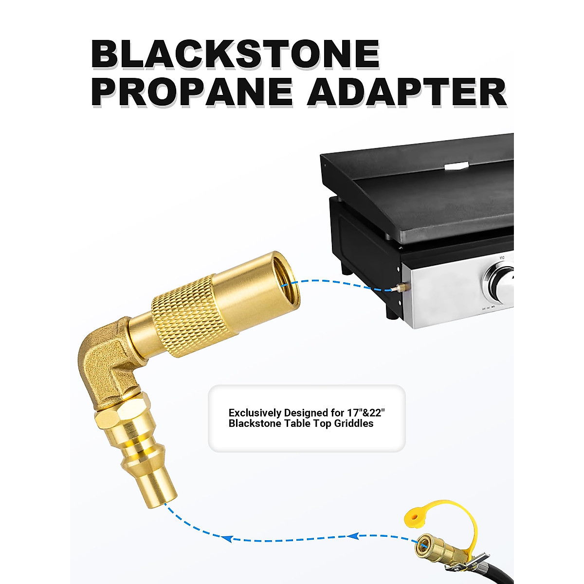 SARDVISA Portable 1/4 Inch RV Quick Connect Fitting, Brass 90 Degree Elbow Propane Conversion Adapter for Blackstone Tabletop Grill - 17 Inch and 22 Inch Portable Gas Griddle
