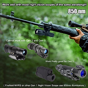 Night Vision Essentials Infrared Flashlights Tactical Hunting Gear Scope Illuminator for Rifle Arc Rail Ir Light 850nm Ir Flashlight (850nm 350 yard)