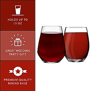 The Wedding Party Store, Personalized 15oz Stemless Wine Glass - Custom Engraved with Any Name and Initial