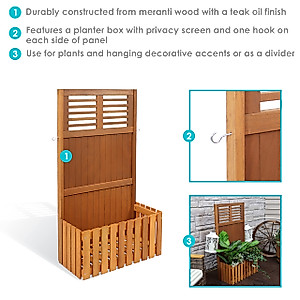 Sunnydaze Outdoor Wooden Garden Planter Box with Privacy Screen