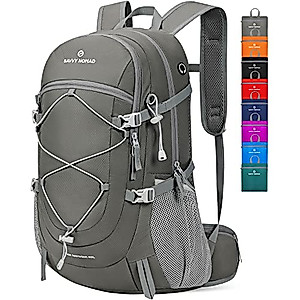SAVVY NOMAD 40L Hiking Travel Packable Lightweight Camping Backpack Daypack with Removable Belt Bag for Women Men-Gray