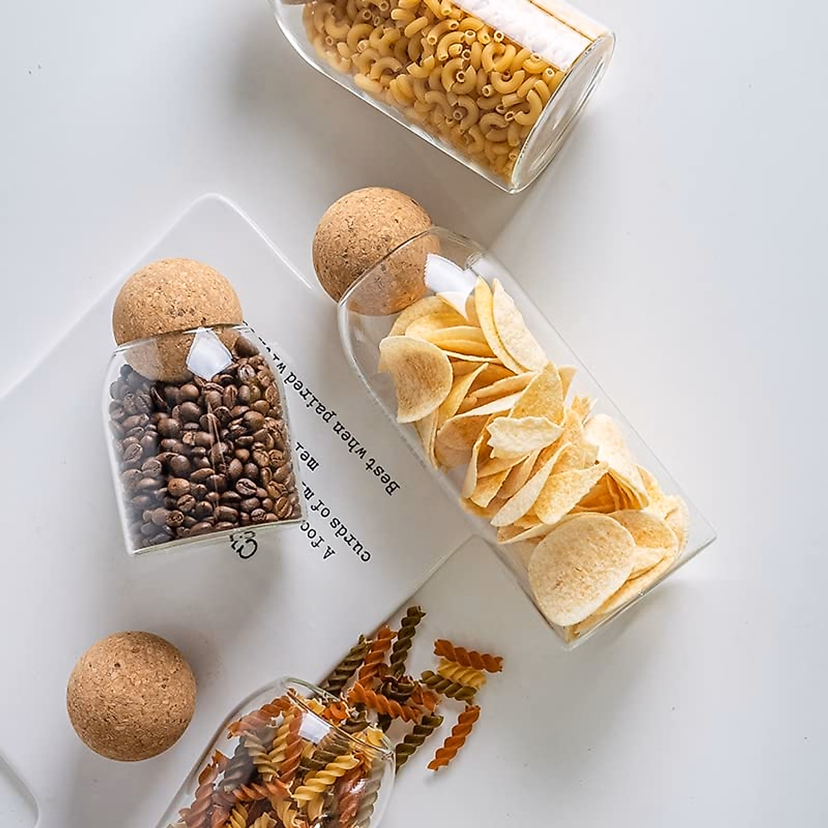 IVAILEX Glass Jars with Cork Lids, Candy Jar with Lid, Coffee jar for Counter, Cookie Jar with Airtight Lids, Clear Glass Jar for Candy, Tea, Coffee Bean, Sugar, Spices, Apothecary etc (950ml/32oz)