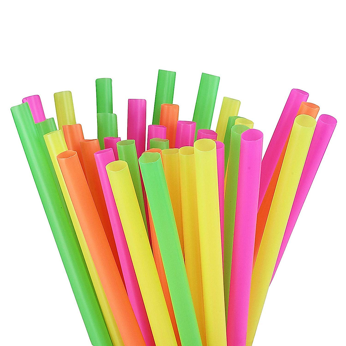 S & L Straw Company - Bulk Pack of Colored Plastic Drinking Straws - Disposable Kid Friendly, Colorful Party Fun Straws (Neon Mixed, 250)…