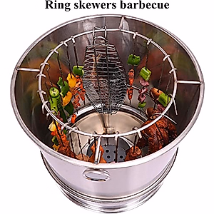 NEWCES Safety Certification Standing Charcoal Barbecues Grills Stainless Steel BBQ Grill w/Barbecues Grid Portable Combination Grill-Smokers for Outdoor Garden Courtyard Camping Hiking Picnic