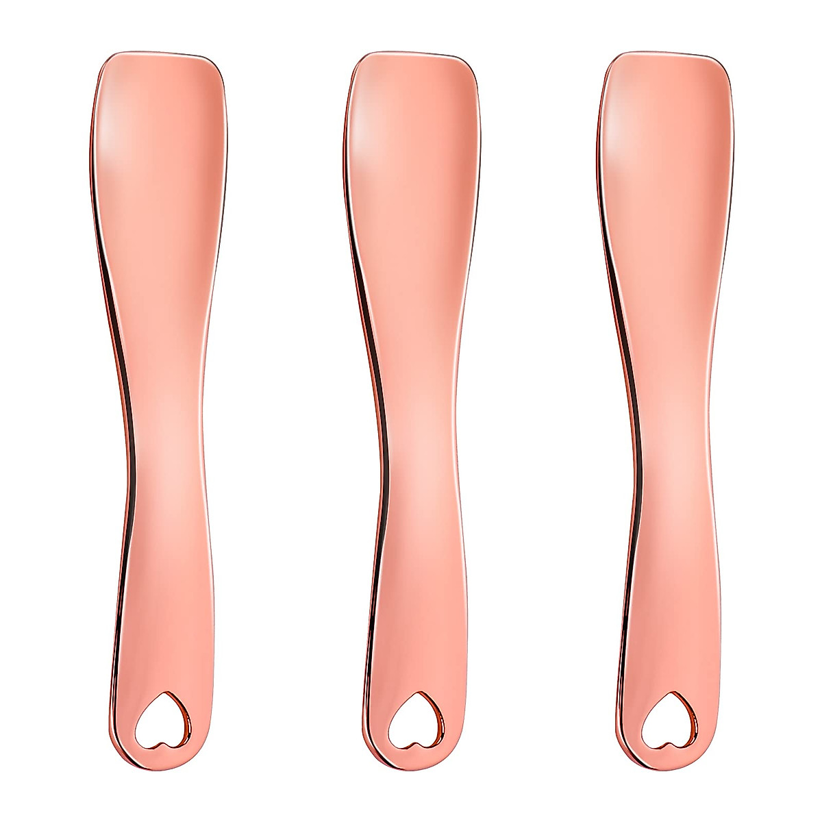 Sibba 3 PCS Facial Spatula Massage Eye Roller Dark Circles Skincare Tool Face Cream Lotion Makeup Stainless Steel Applicator Wand Neck Lines Beauty Instrument Stick Spoon Device(rose gold)
