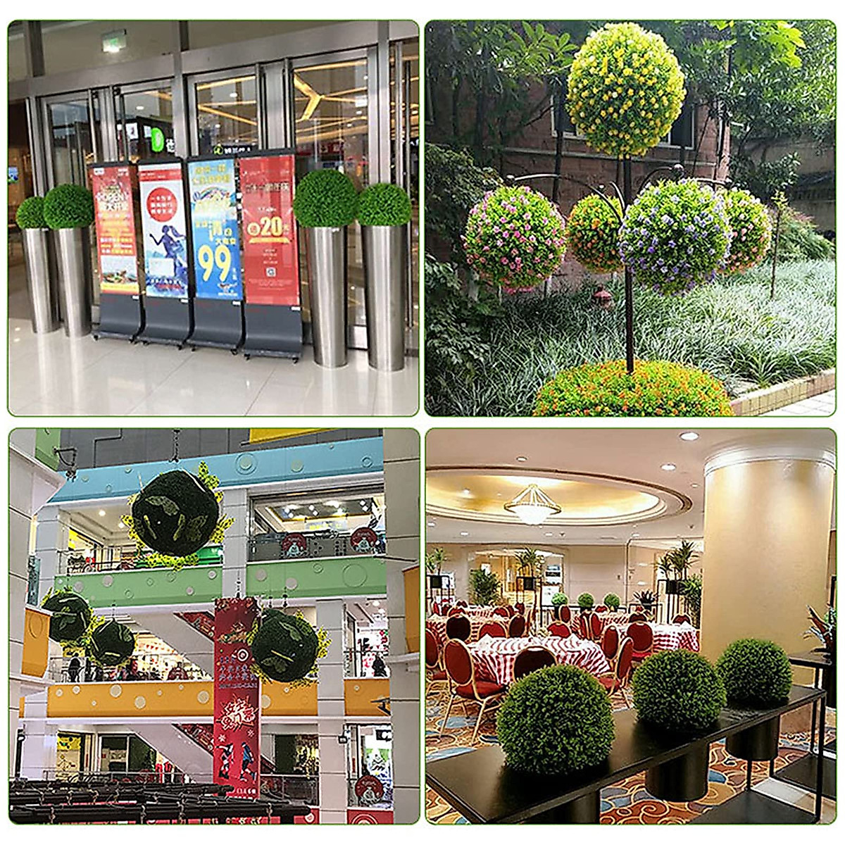 HUIKJI 2Pcs Faux Plant Ball,Green Plastic Ball-Decorative,Artificial gPlant Ball,Faux Plastic Decorative Balls for Backyard Balcony Garden Wedding and Home Décor 14.9in