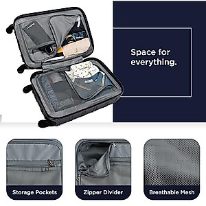 Ben Sherman Nottingham Lightweight Hardside 4-Wheel Spinner Travel Luggage, Naval, 28-Inch Checked