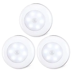Motion Sensor Lights Indoor, STAR-SPANGLED High CRI Stick on Stair Puck Lights Battery Operated, Cordless LED Step Night Light for Under Cabinet, Hallway, Stairway, Closet, Kitchen (Cool White, 3Pack)