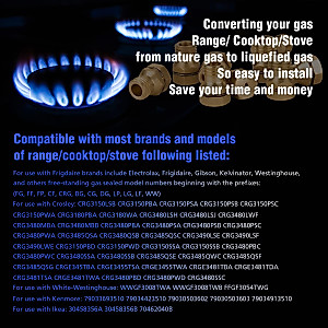 GRLP4 LP Gas Conversion Kit | Propane Orifice | Gas To Propane Conversion Kit | 12 PCS | Brass | With Instruction |Compatible With Frigidaire Kenmore Electrolux Range/Cooktop/Stove