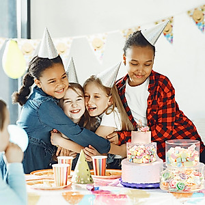 3 Pcs Clear Cake Stand with 3 LED Lights Fillable Acrylic Cake Stand with Lid, Wedding Cake Stand Clear Acrylic Cake Box Floating Cake Stand Cylinder Stands for Party Wedding Birthday Anniversary