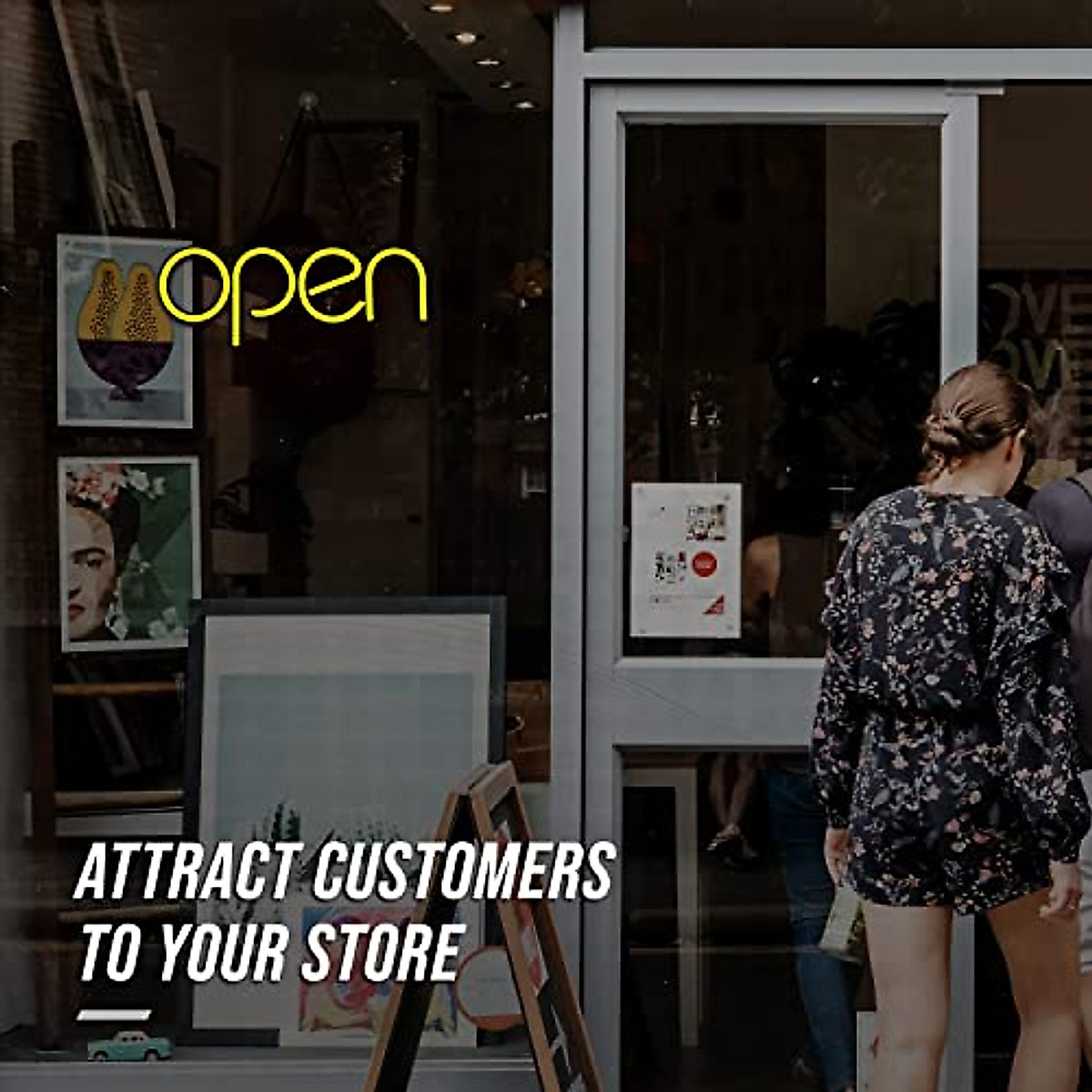 Flashing LED Neon Open Sign Light for Business with ON & Off Switch - Lightweight & Energy Efficient for Restaurants Offices Retail Shops Window Storefronts - Yellow