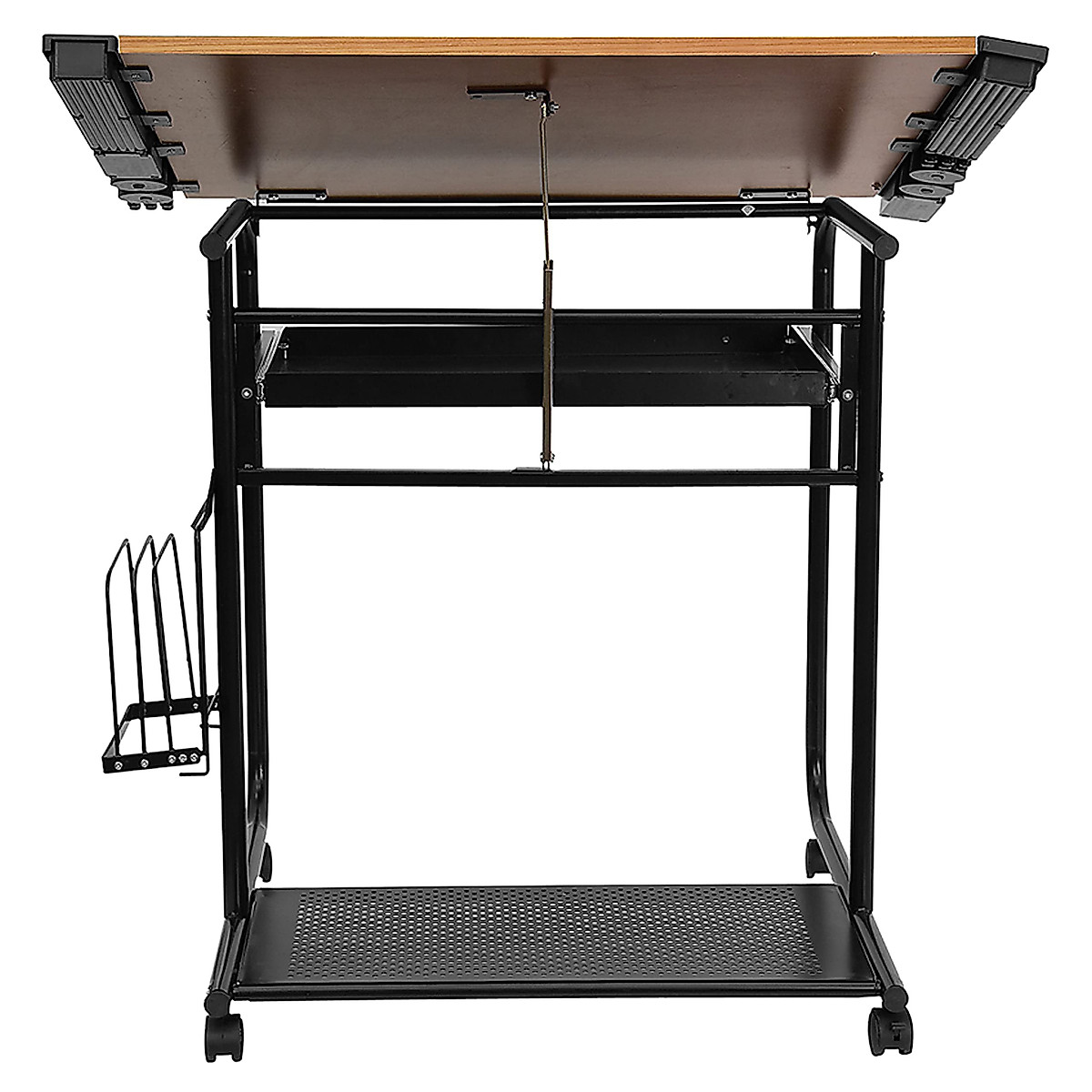 BizChair Adjustable Drawing and Drafting Table with Dual Wheel Casters