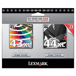 Lexmark International Products - Photo Print Cartridge, Combo Pack, Black/Tri-color - Sold as 1 PK - Twin-pack includes a 43XL Color Print Cartridge and 44XL Black Print Cartridge. Cartridges are designed for use with Lexmark X4850, X4875, X4950, X4975, X