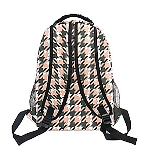 Houndstooth Tartan Tweed Laptop Backpack 16 Inch Large Backpack for Women Men School Business Work Travel Backpack