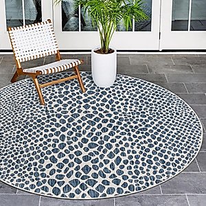 Unique Loom Outdoor Collection Area Rug - Cape Town (7' 10" Round, Blue/ Olive)