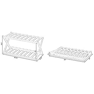 Basicwise Bamboo Foldable Shoe Rack, Free Standing Shoe Organizer Storage Rack (2 Tier), Natural (QI004329.2)