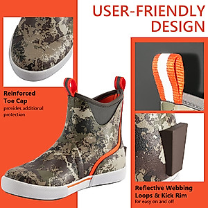 BASSDASH Men’s 6" Waterproof Deck Boots with Breathable Lining Anti-slip Neoprene Rubber Ankle Rain Boots for Fishing Boating