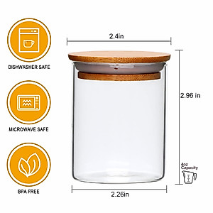 Encheng 4 OZ Glass Spice Jars with Lids Set of 30,Clear Glass Seasoning Container with Labels,100ML Mini Glass Jars with Bamboo Lids for Dry Food,Spice,Herb,Sugar,Salt.