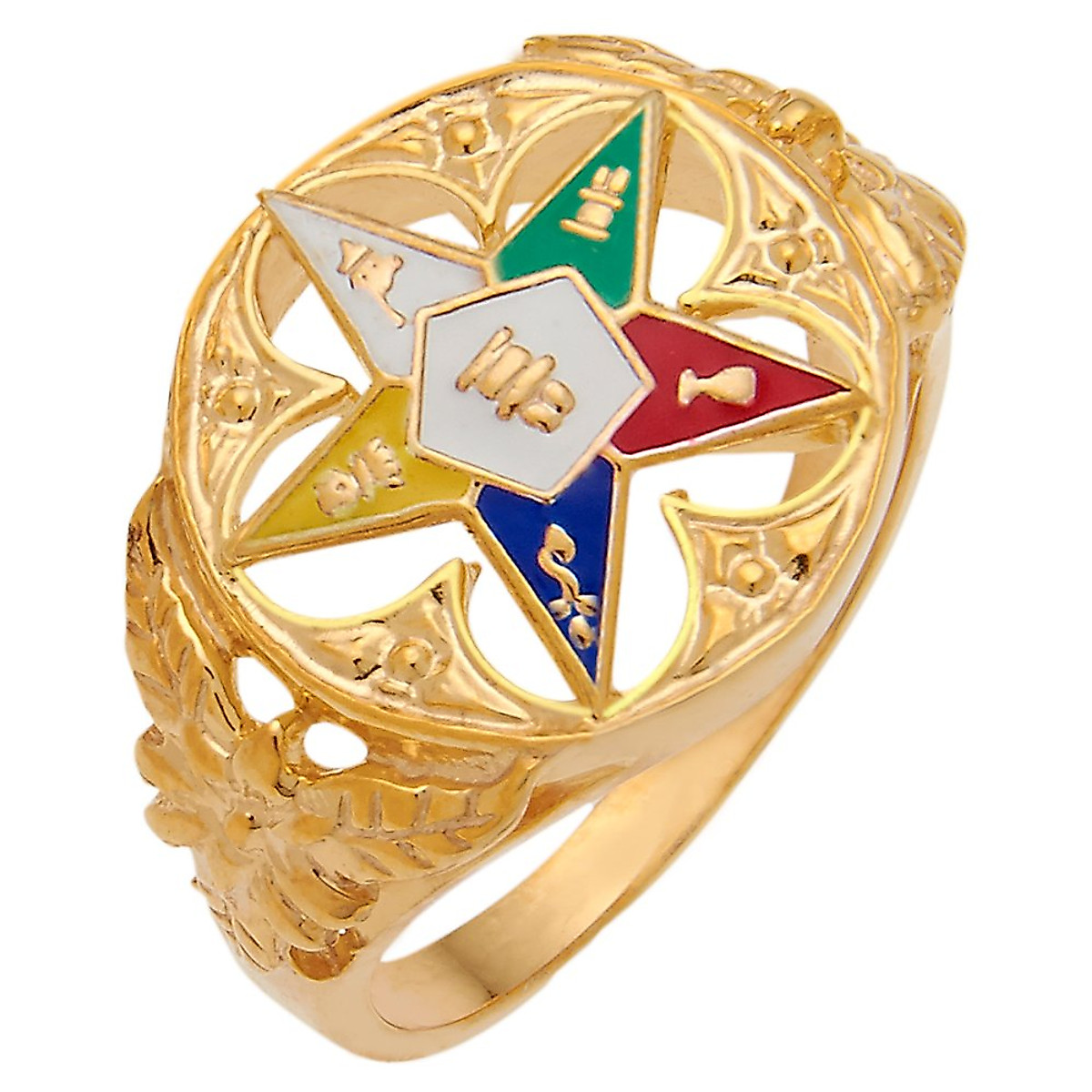 US Jewels Ladies Vermeil Masonic Freemason Eastern Star Ring (Size 7)