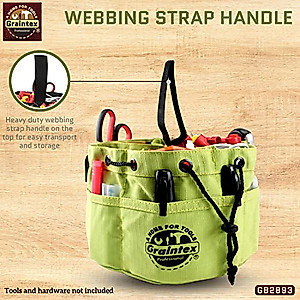 Graintex GB2893 Grab Bag Lime Green Color Rip-stop Canvas 18 Pockets Drawstring Closure