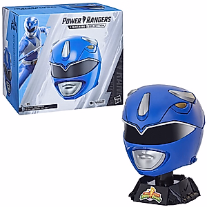 Power Rangers Lightning Collection Mighty Morphin Blue Ranger Premium Collector Helmet Full-Scale for Display, Roleplay, Cosplay, Multicolor