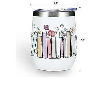 Inspired Tumbler Book Decor Book Lovers Gifts Bookish Coffee Mug Music Lover Gift for Women Mom Girls Sister Friendship Birthday Christmas 12 oz Wine Tumbler Stainless Steel Coffee Thermos with Lid