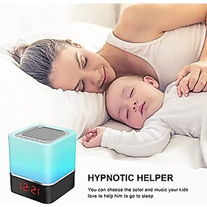 YONGYAO Night Lights Bluetooth Speaker, Alarm Clock Bluetooth Speaker, Dimmable Multi-Color Changing Bedside Lamp, Touch Sensor Wireless Speaker with Lights, USB/MicroSD/AUX Support