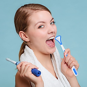 defutay 3PCS Tongue Scraper Cleaner - 100% BPA Free Tongue Scrapers - Oral Scrapers Premium Sweeper Sets - Eliminate Bad Breath - Easy to Use (Blue+Green+Red)