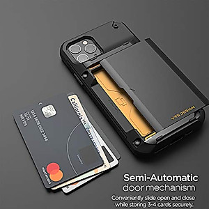 VRS DESIGN Damda Glide Pro Compatible for iPhone 11 Pro Max Case, with [4 Cards] Premium Sturdy [Semi Auto] Credit Card Holder Slot Wallet for iPhone 11 Pro Max 6.5 inch(2019) Black