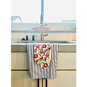 Crae Home Waffle Weave Pattern Microfiber Hand Towel Wash Cloth Set (Indigo/Poppie)