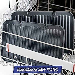 Blue Diamond Ceramic Nonstick, Electric Contact Sizzle Griddle, Open Flat Design, Dishwasher Safe Removable Plates, Adjustable Temperature Control, PFAS-Free, Blue