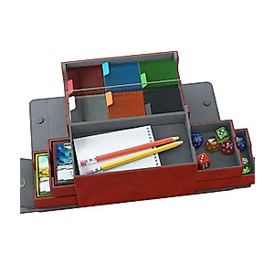 Gamegenic Game's Lair 600+ Convertible Deck Box in Red Color - Premium Game Storage Box Holds up to 600 Cards with Removable Cardboard