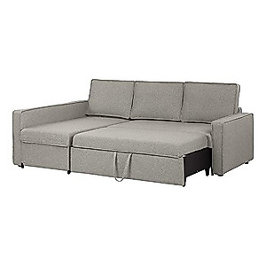 South Shore Live-It Cozy Sectional Sofa-Bed with Storage, Gray Fog