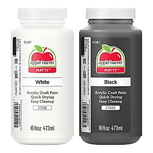 Apple Barrel PROMOABWB Set Featuring 2 16 fl oz White Black Acrylic Paint Colors, (Pack of 2), Multi 2