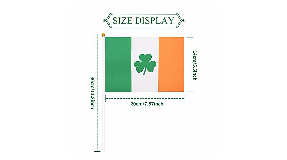 20 Pack Small Ireland Irish Shamrock Flag Stick 5'' x 8'' - Mini ...
