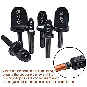 Swaging Tool Drill Bits, 6pcs Manual Copper Pipe Swaging Tool Drill Bit Set Portable Bearing Steel Repairing Set Include 7/8'', 3/4'', 5/8'', 1/2'', 3/8'', 1/4'' Bits