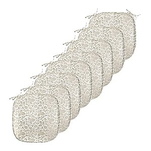 Ambesonne Floral Chair Seating Cushion Set of 8, Traditional Victorian Retro Swirl Flowers Classic Blooms Rococo Pattern, Anti-Slip Seat Padding for Kitchen & Patio, 16"x16", Beige White