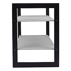 Internet's Best Mesh Shoe Rack - 2 Tier - Free Standing Metal Wood Shoe Organizer - Closet and Entryway - Fits 8 Pairs of Shoes - Black & Silver