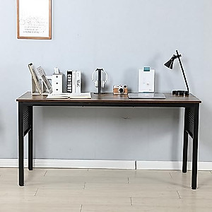 Kindmin Study Computer Desk 55/63 inch Home Office Writing Small Desk, Modern Simple Style PC Table with Freely Adjustable Hook-Type Metal Perforated Side Panels (55in-Black)
