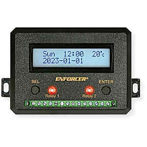 Seco-Larm SA-027HQ 365-Day Annual Timer with Two Relay Outputs; 100 Programmable Events, Password Protection, 10 Programmable Holidays, Built-in Clock Backup Battery, Alphanumeric Backlit LCD Display