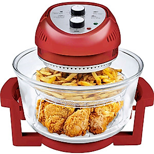 Big Boss 16Qt Large Glass Air Fryer Non Toxic – Large Halogen Oven Cooker with 50+ Air Fryers Recipe Book for Meals for Entire Family, Healthier Oil-Free Crispy Foods As Seen on TikTok
