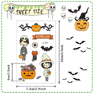 20 Sheets Halloween Temporary Tattoos for Kids, Glow in Dark Tattoo Stickers Luminous Tattoos Make up Stickers Party Favors Filler Decoration (Halloween Style)